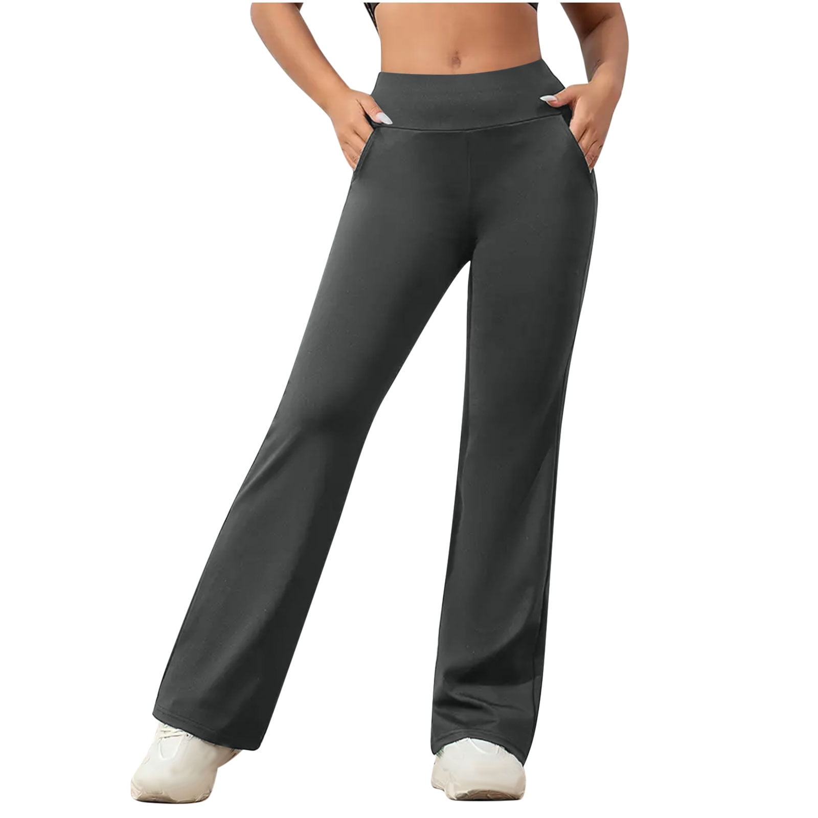 Yijfswar Women High Waisted Leggings with Pockets Loose Straight Leg ...