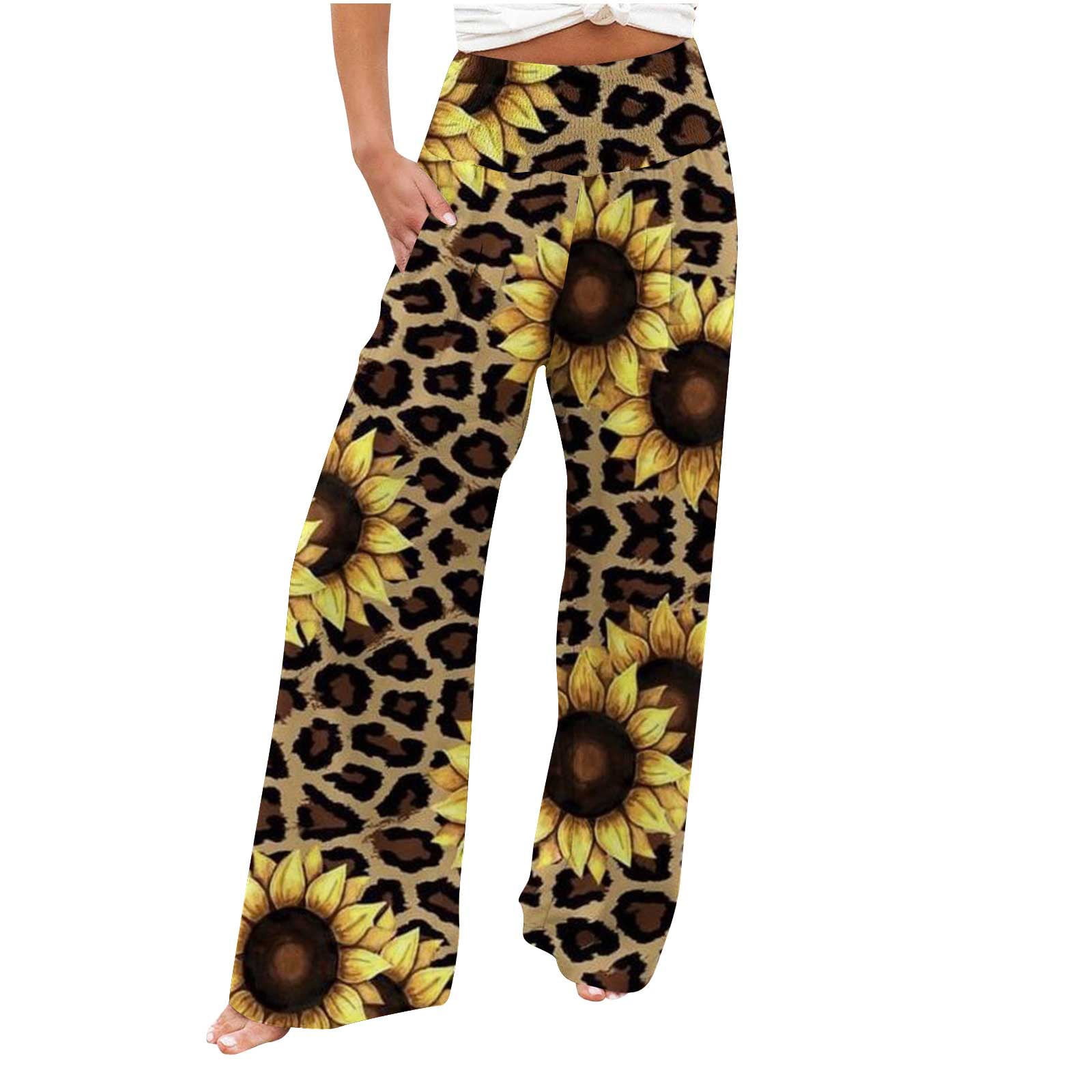 Women High Waisted Wide Leg Loose Fit Palazzo Pants Casual Beach Trendy ...