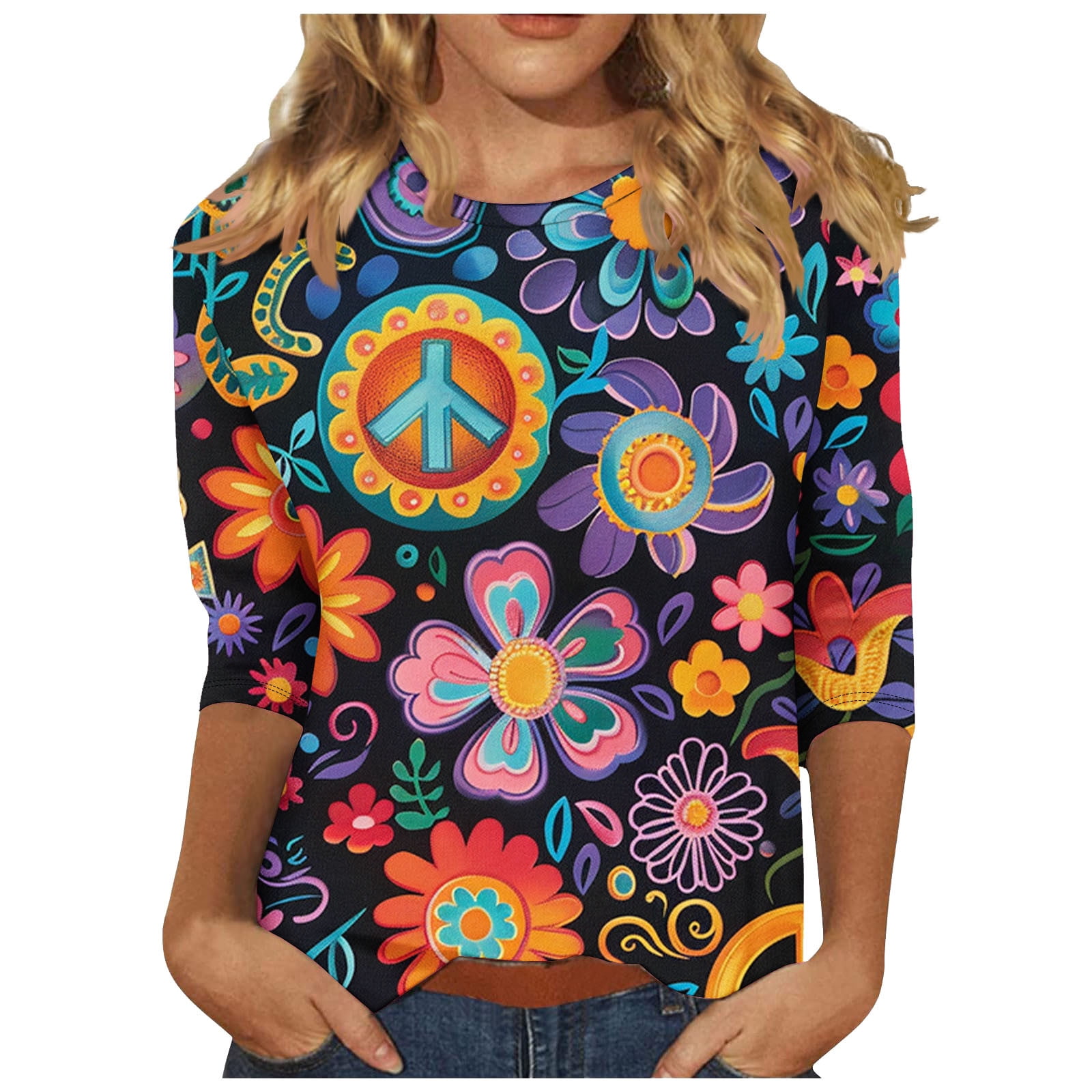 Women Hippie Shirt Tie Dye Peace Sign Tshirts Hippy Peace Costume ...