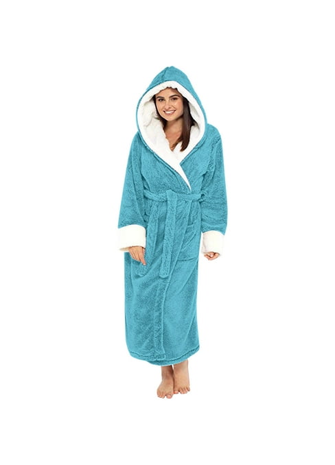 Abomasnow Fleece Robes for Women, Casual Winter Plush Warm Hooded ...