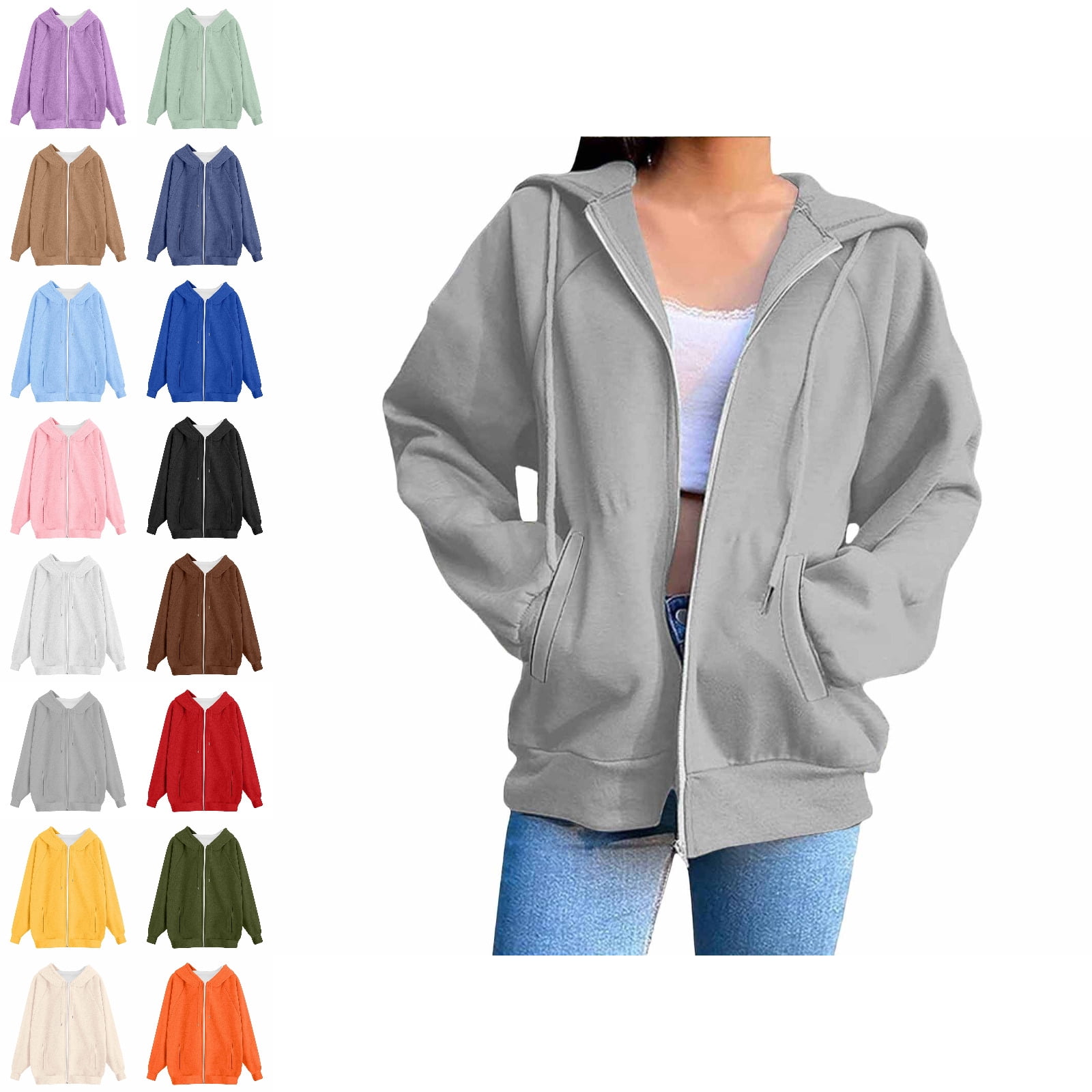 Women Hoodie Long Sleeve Loose Y2k Hoodie with Pocket Womens Clothing ...