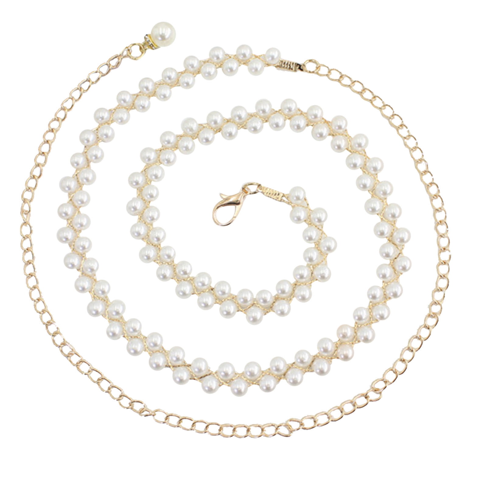 Women Hook Adjustment Pearl Waist Chain Decorative Dress Waist Small ...
