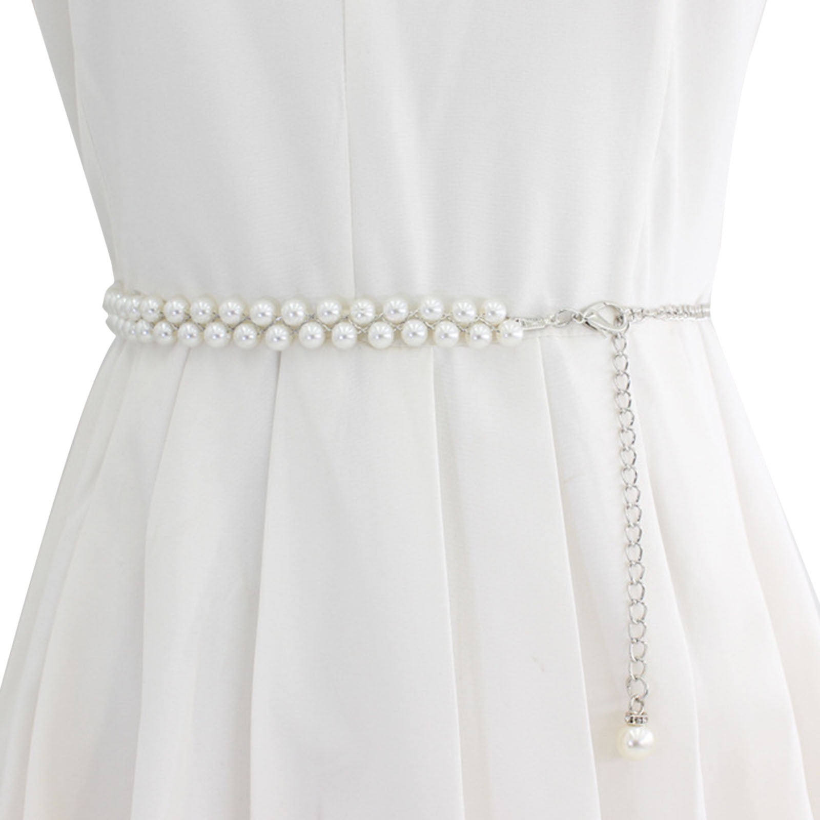 Women Hook Adjustment Pearl Waist Chain Decorative Dress Waist Small ...
