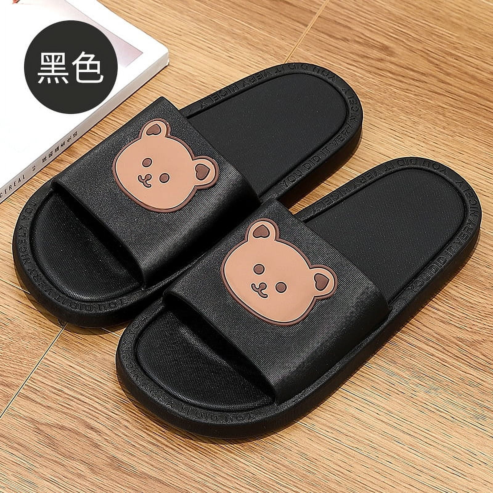 Women House Slippers Cloud Platform Teddy Bear Slides Sandals Soft Sole ...