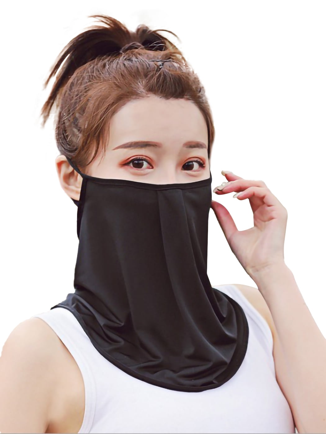Women Ice Silk Sun Proof Face Mask Neck Shield Gaiter Scarf Breathable ...