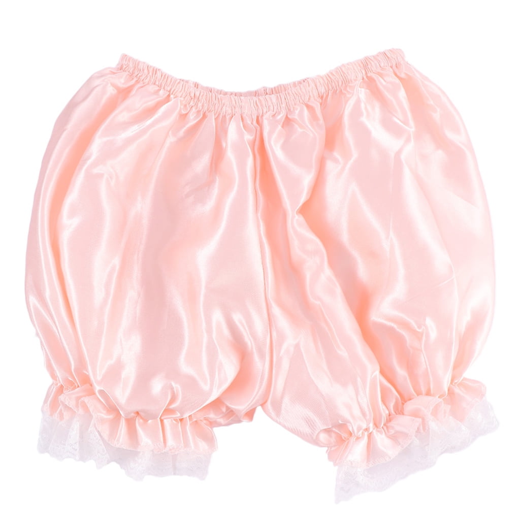 Women Imitation Silk Bloomers Ruffles Lace Trim Panties Victorian ...