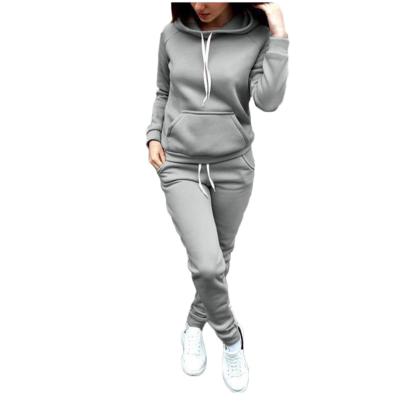 Women Jogger Outfit Matching Sweat Suits Long Sleeve Hooded Sweatshirt ...