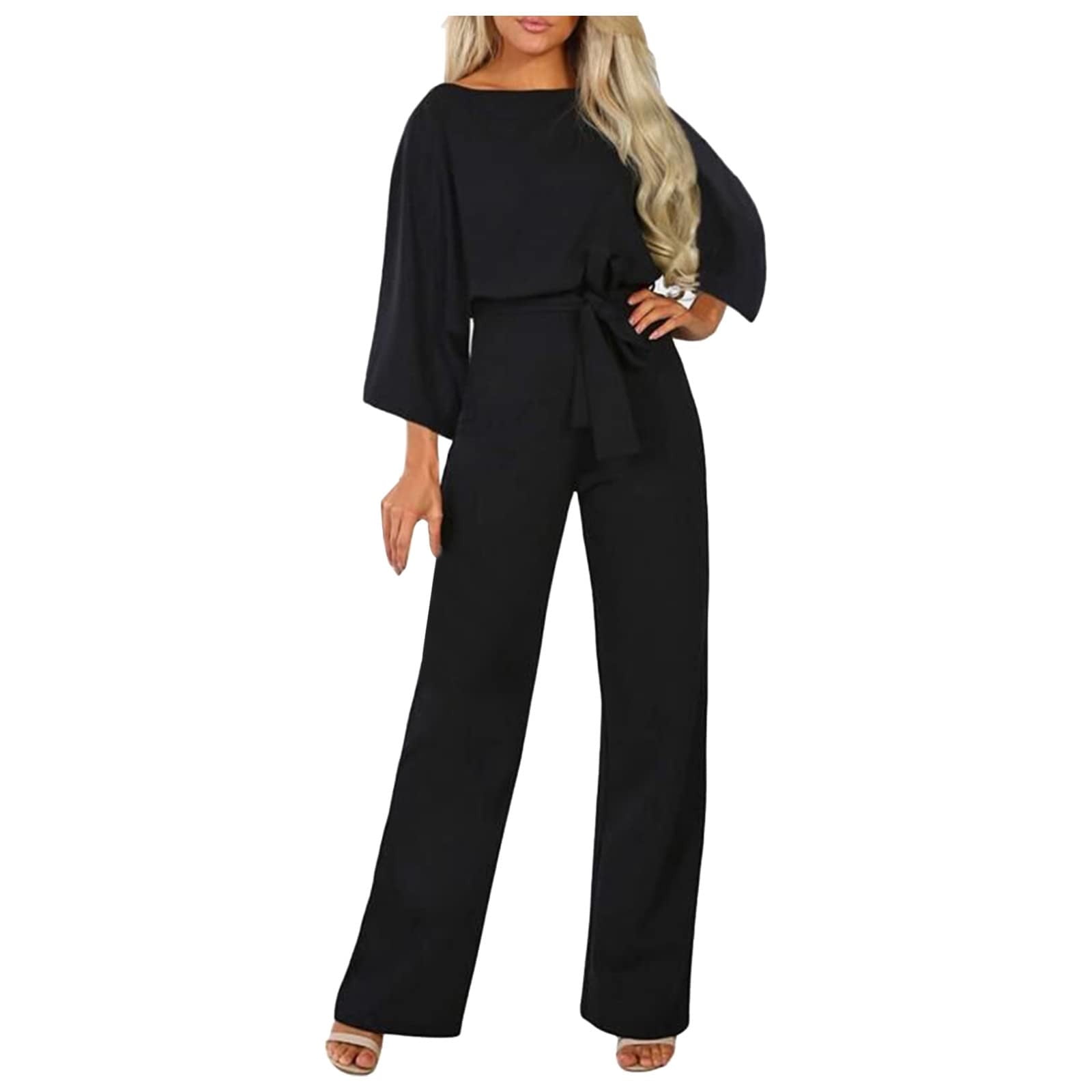 Women Jumpsuits & Playsuits Elegant Boat Neck Romper Ladies Loose ...