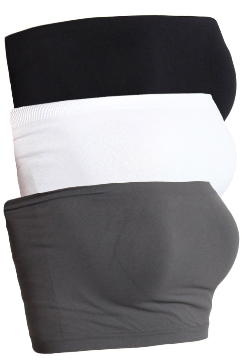 Women & Juniors Basic Layering Seamless Cropped Strapless Bandeau Tube ...