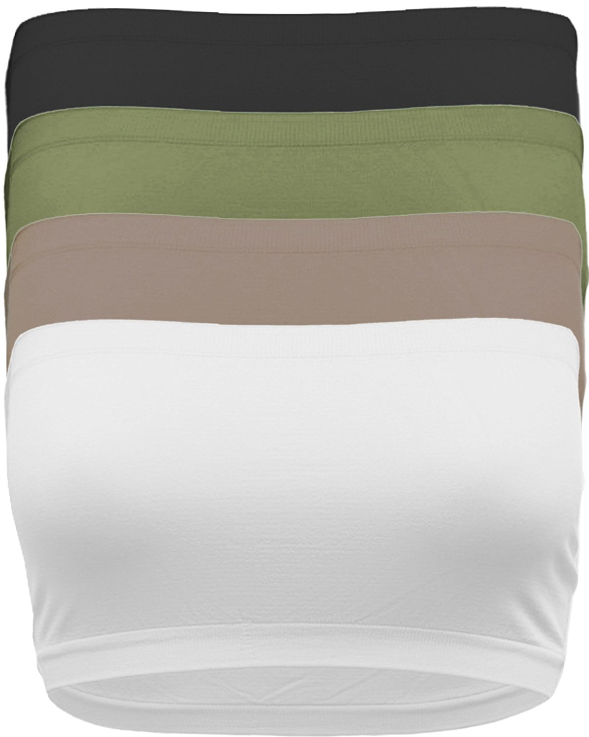 Women & Juniors Basic Layering Seamless Cropped Strapless Bandeau Tube ...