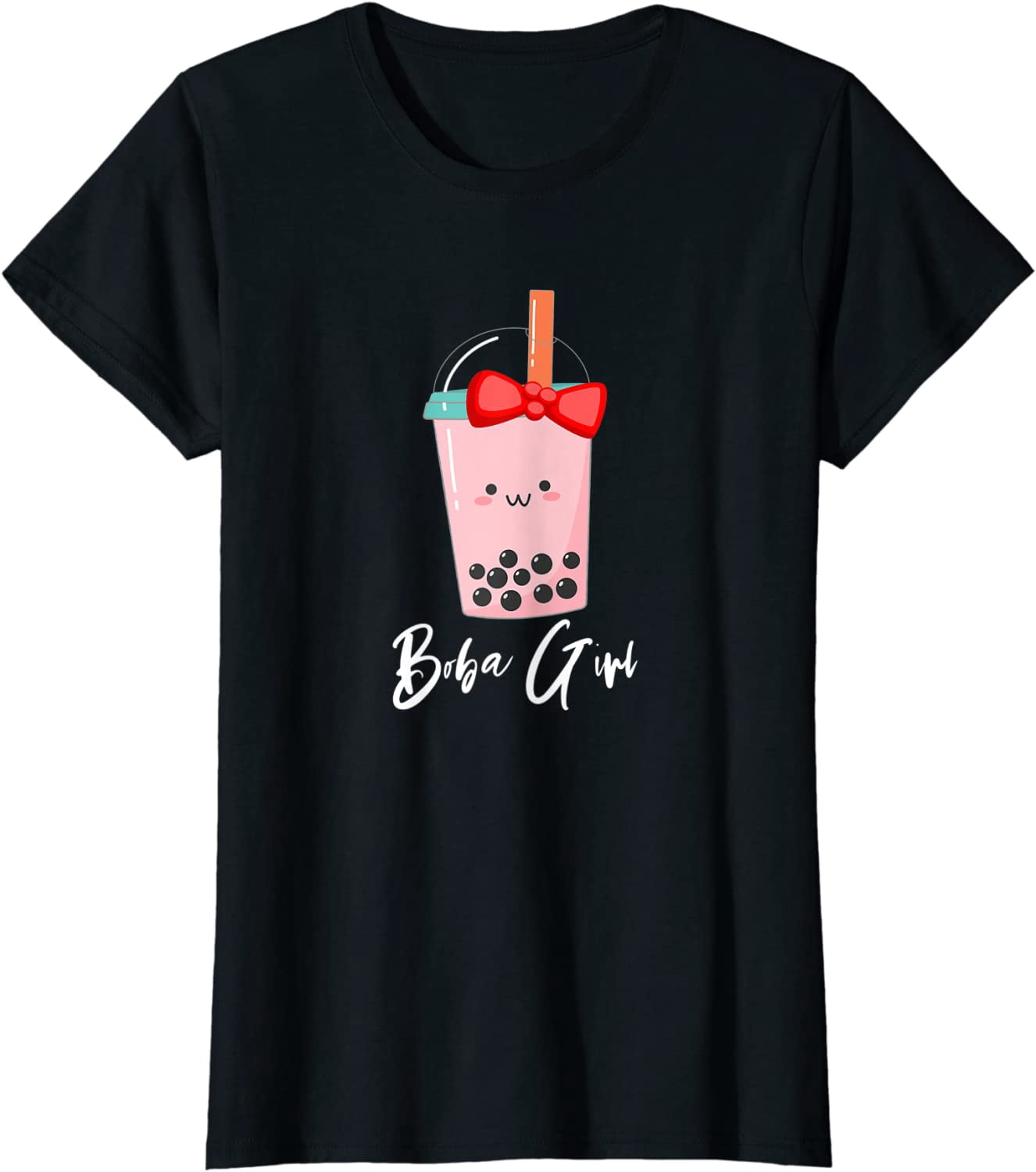 Women Kawaii Boba Tea Tops Girl Short Sleeve Casual Round Neck Tees ...