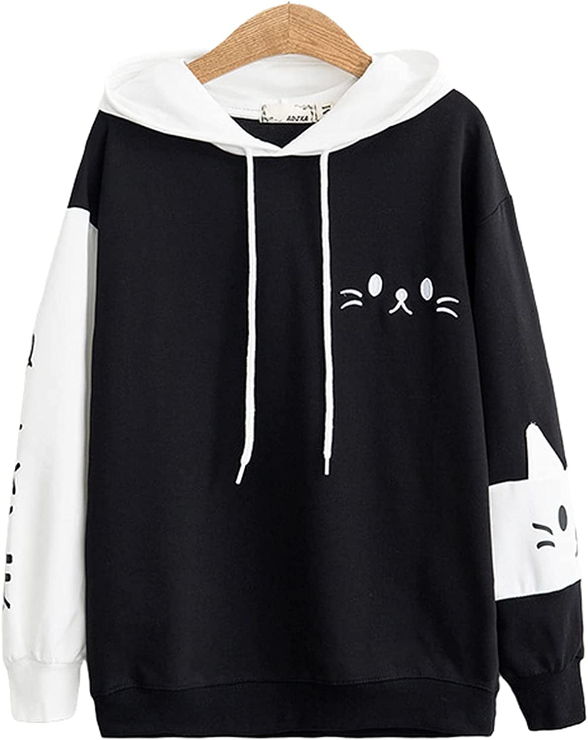 Women Kawaii Meow Cat Hoodies, Cute Winter Fall Long Sleeve Warm ...