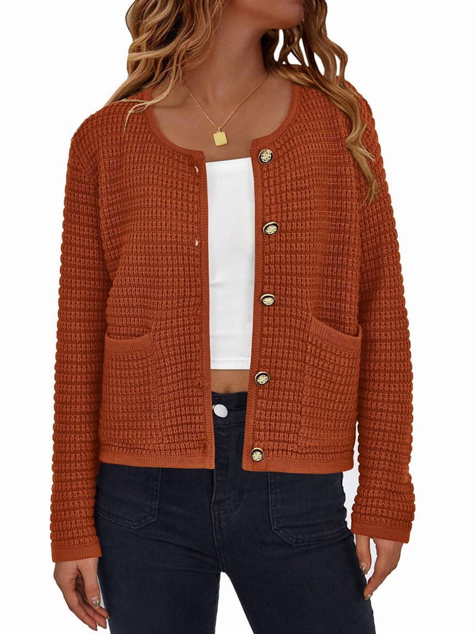 Women Knit Cardigan Sweaters Fall Fashion Long Sleeve Button Down ...