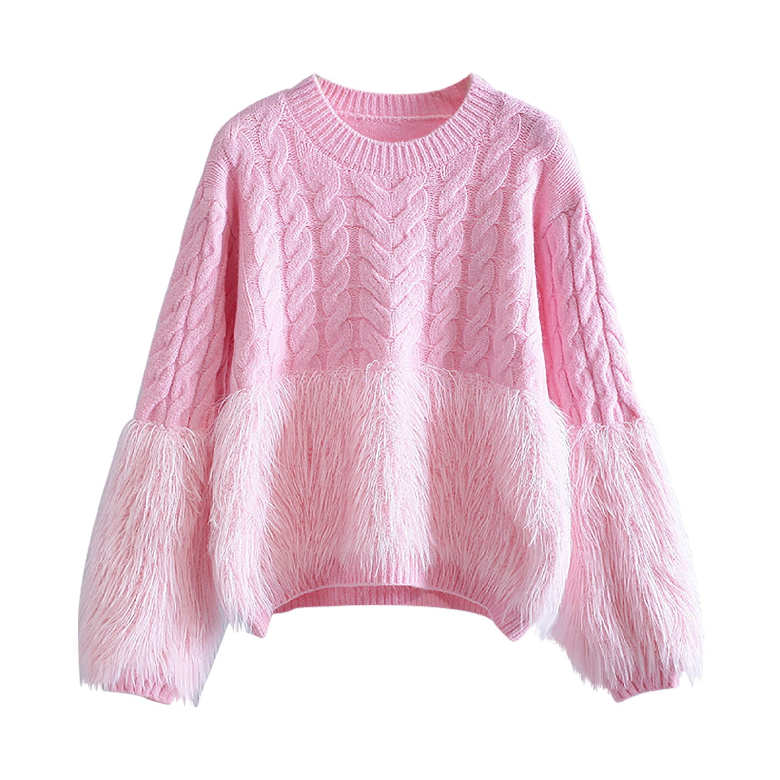 Women Knit Oversized Sweater Crewneck Long Sleeve Loose Knitted Solid ...