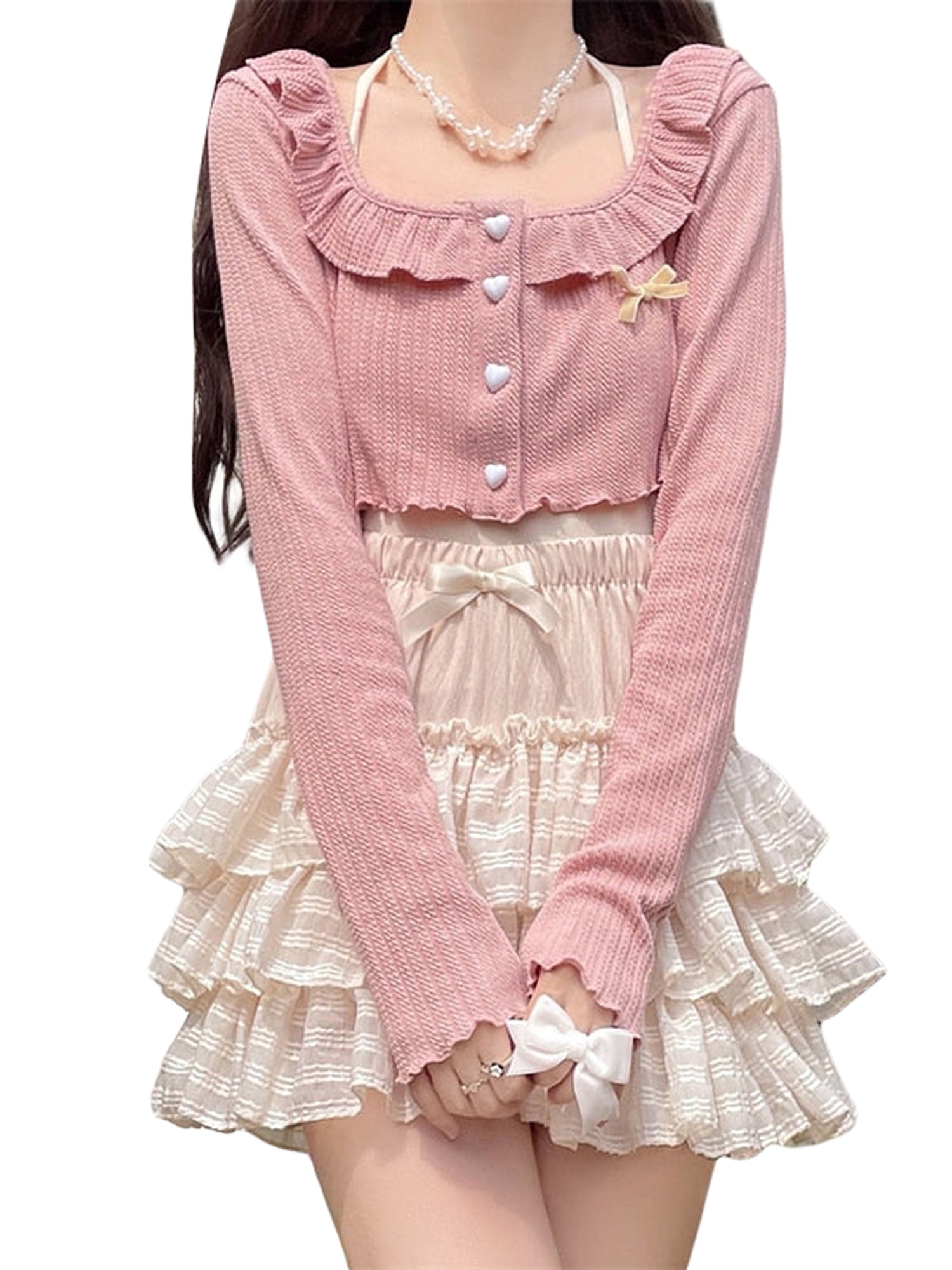 Women Korean Kawaii Mini Skirt Satin Ruffle Micro Skirt Pearl Dec Sweet ...