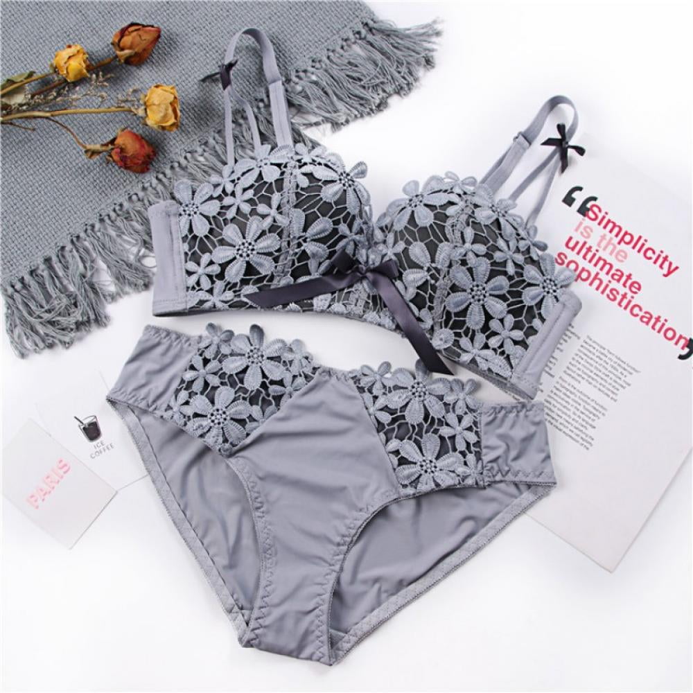 Women Lace Oriental Cherry Bra Sets Sexy Padded Push Up Lace Bras ...