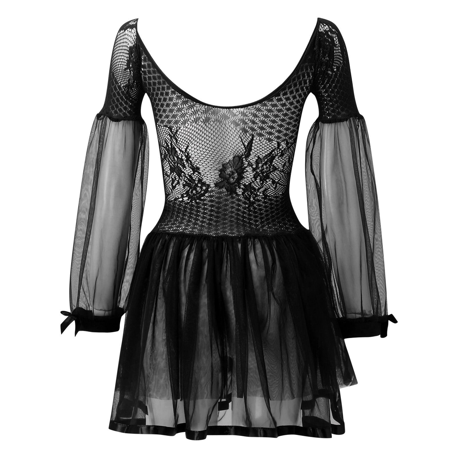 Women Lace Pajamas Set Ruffle Mesh Underwear for Women Plus Size Dress ...