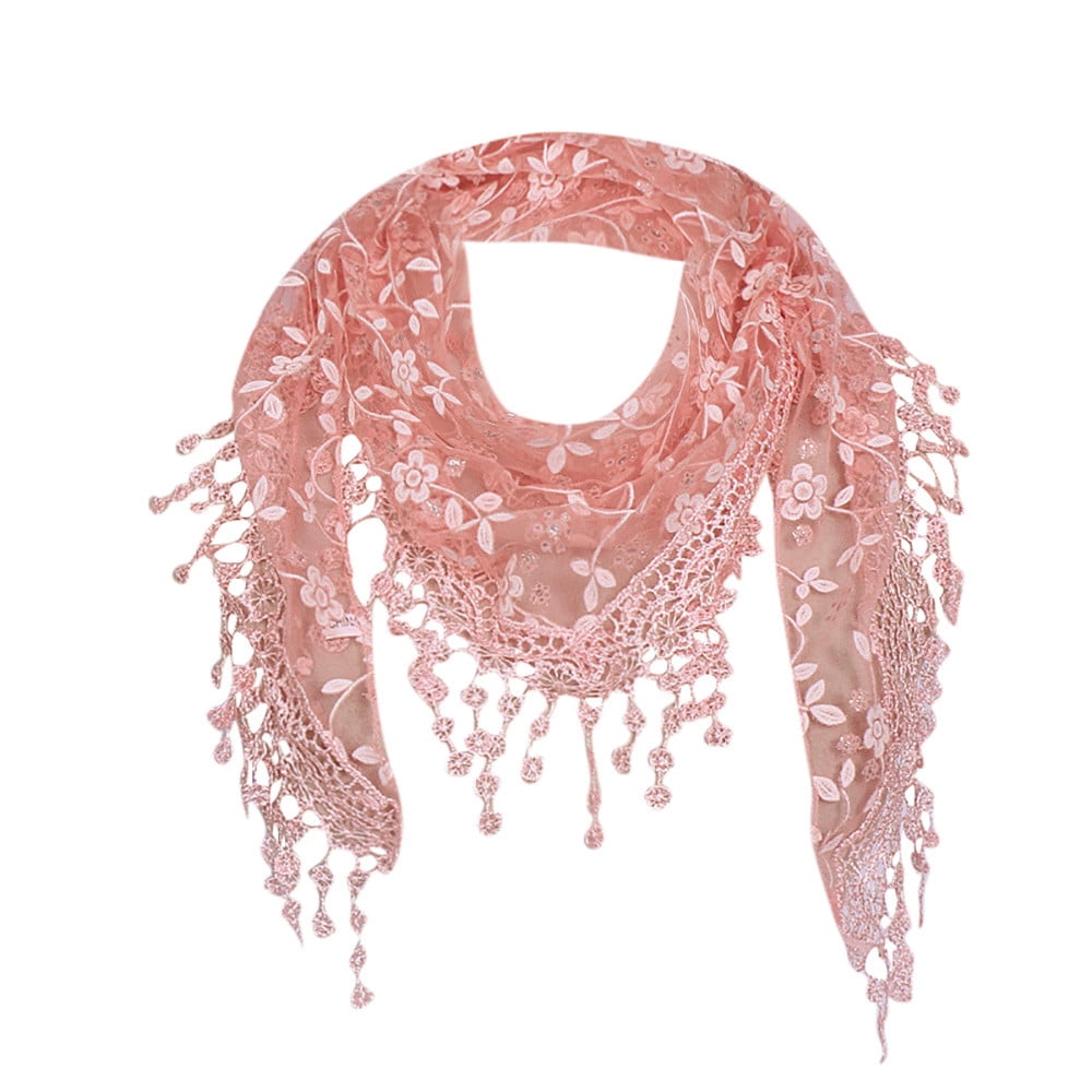 Women Lace Sheer Floral Cute Scarves Scarf Shawl Wrap Tassel Trend ...