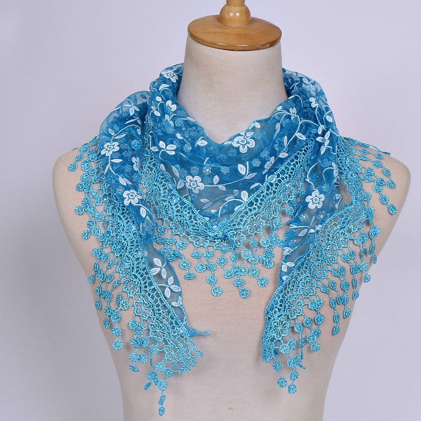 Women Lace Sheer Floral Scarves Women Winter Scarf Shawl Wrap Tassel ...