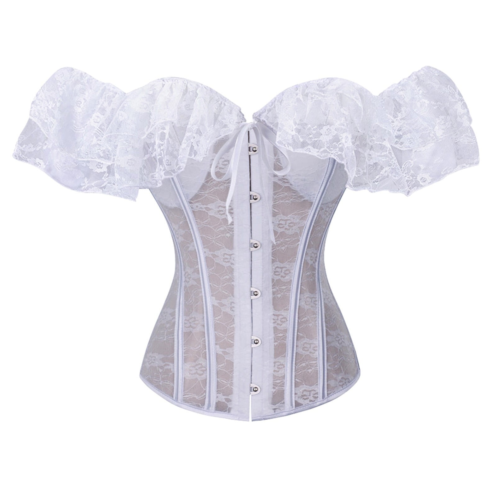 Women Lace Up Vintage Boned Bustier Corset With Garters Lace Up Boned ...