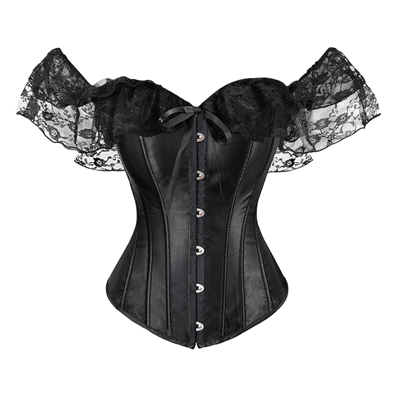 Women Lace Up Vintage Boned Bustier Corset With Garters Lace Up Boned ...