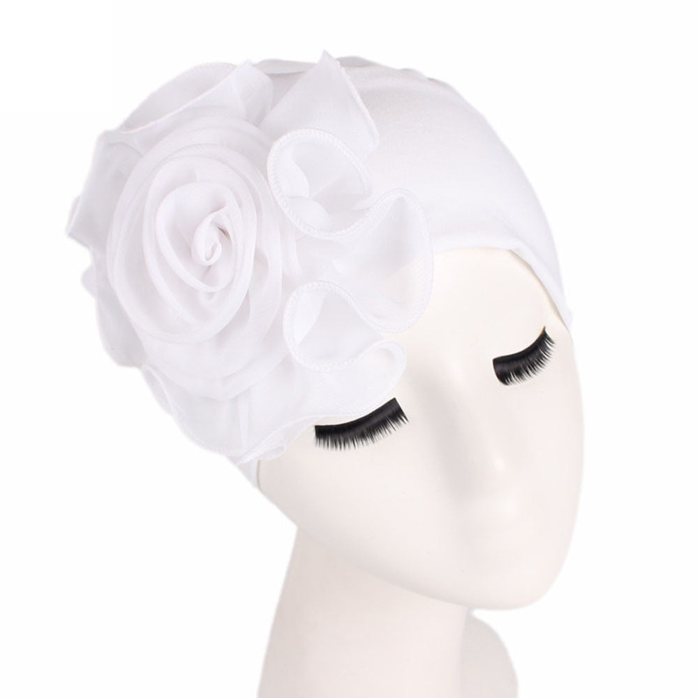 Women Ladies Retro Big Flowers Hat Turban Hat Cap Pile Cap Flowers Hat ...