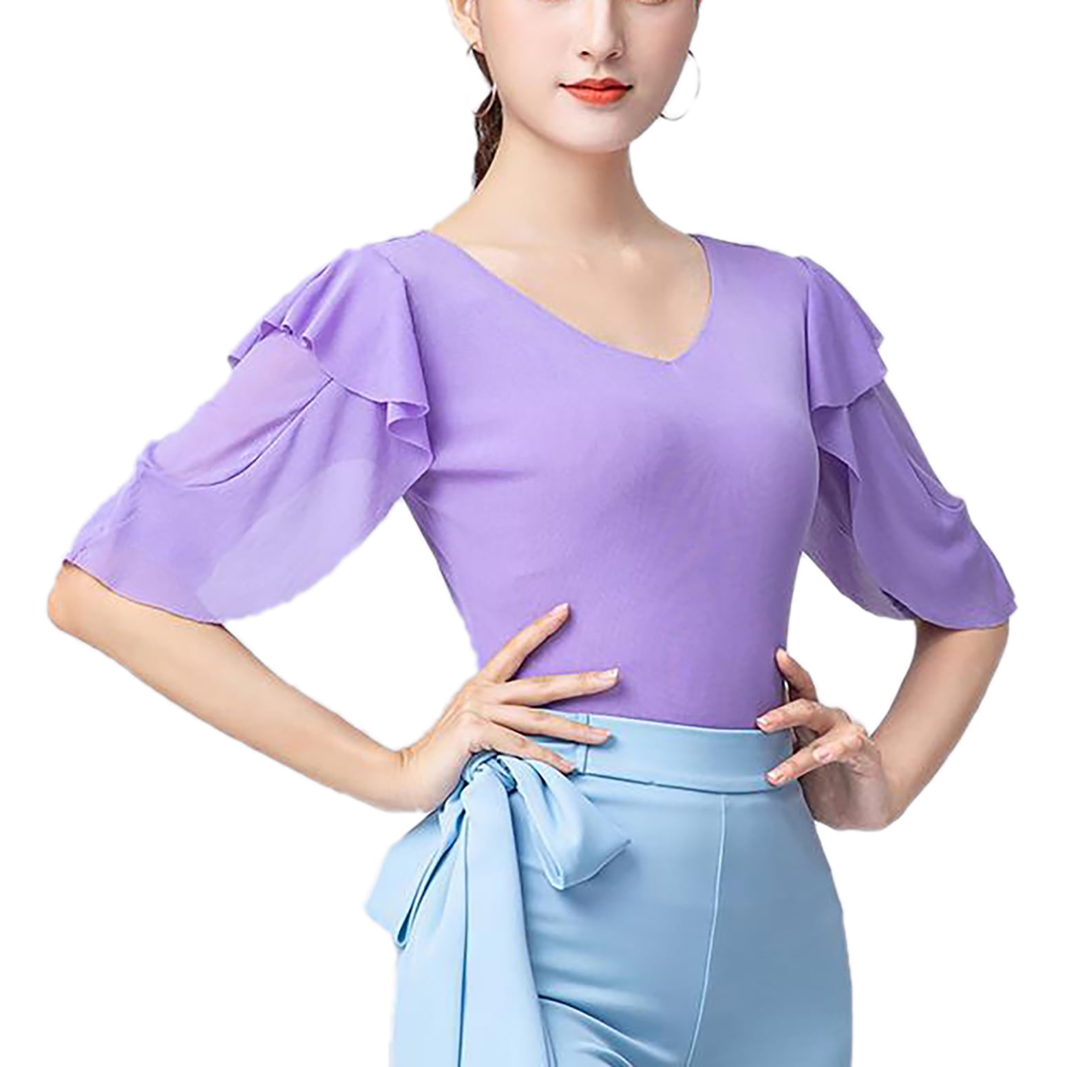 Women Ladies Snap Buttons Crotch Bodysuit Body Tops Leotard - Walmart.com