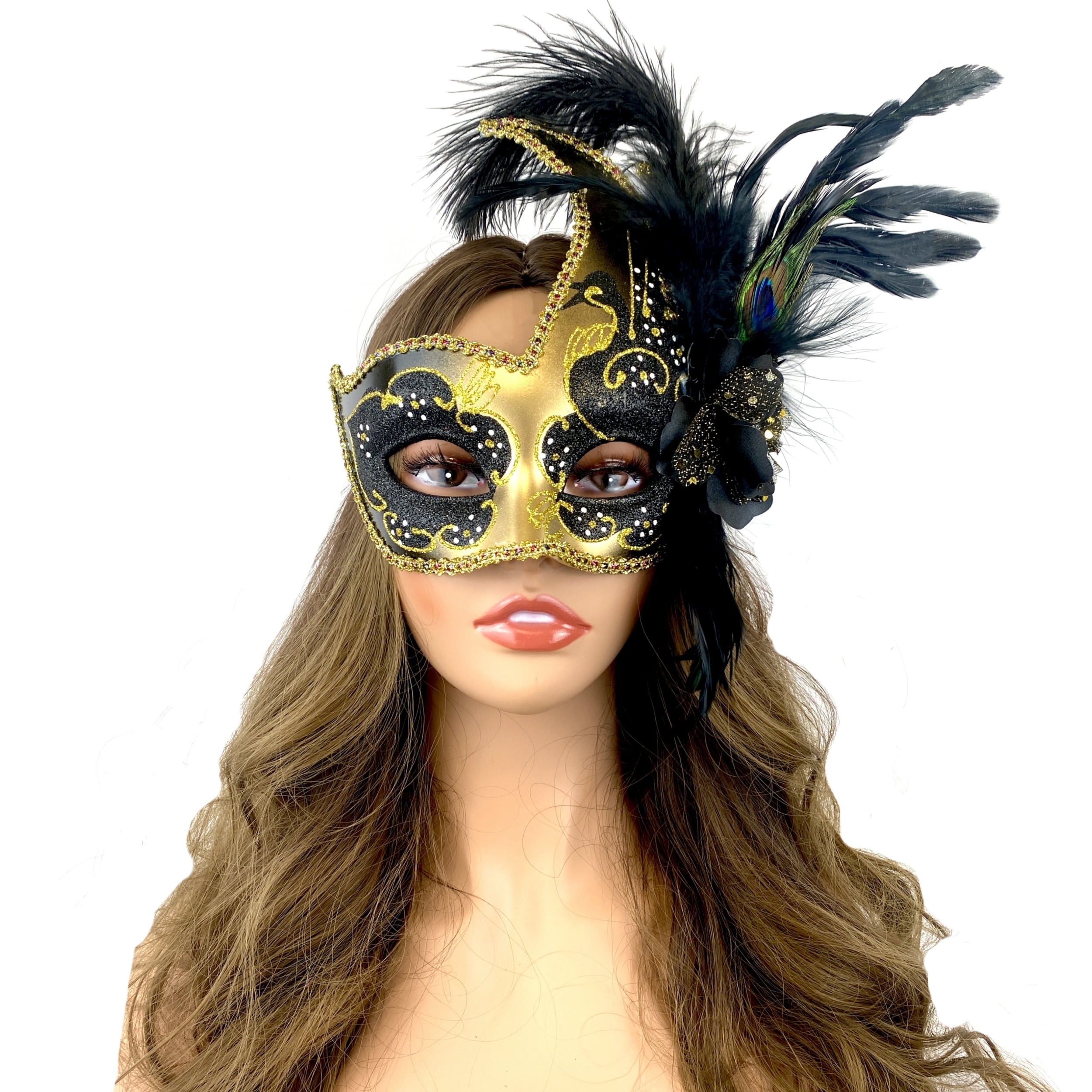 Women Lady Girls Costume Venetian Feather Mask Masquerade Mask ...