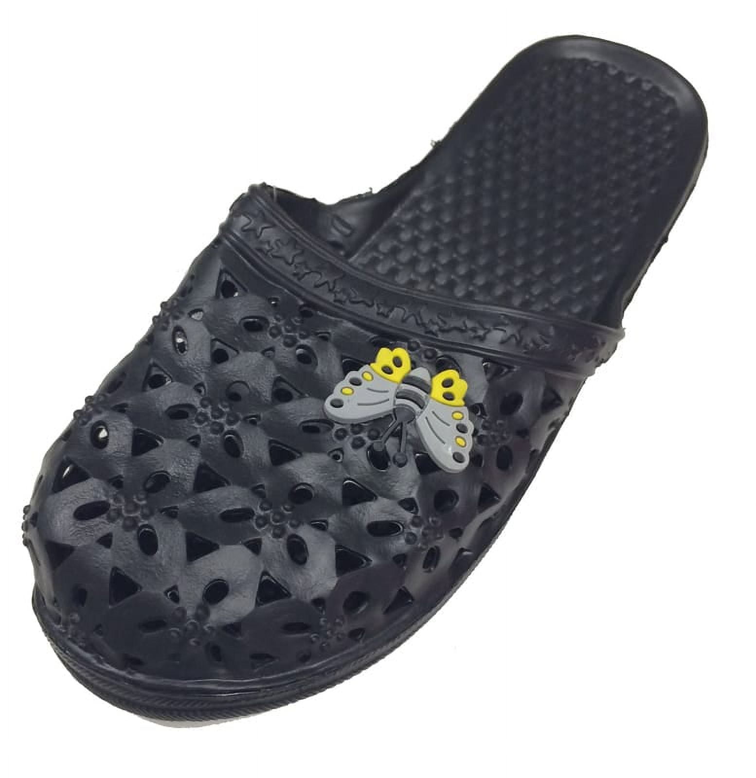 Shoe Shack Women’s Slip-On Shower Slippers, Flat Shoes Black, Size 8 ...