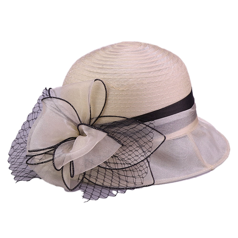 Women Large Flower Tea Party Hat Church Cocktail Easter British Organza ...