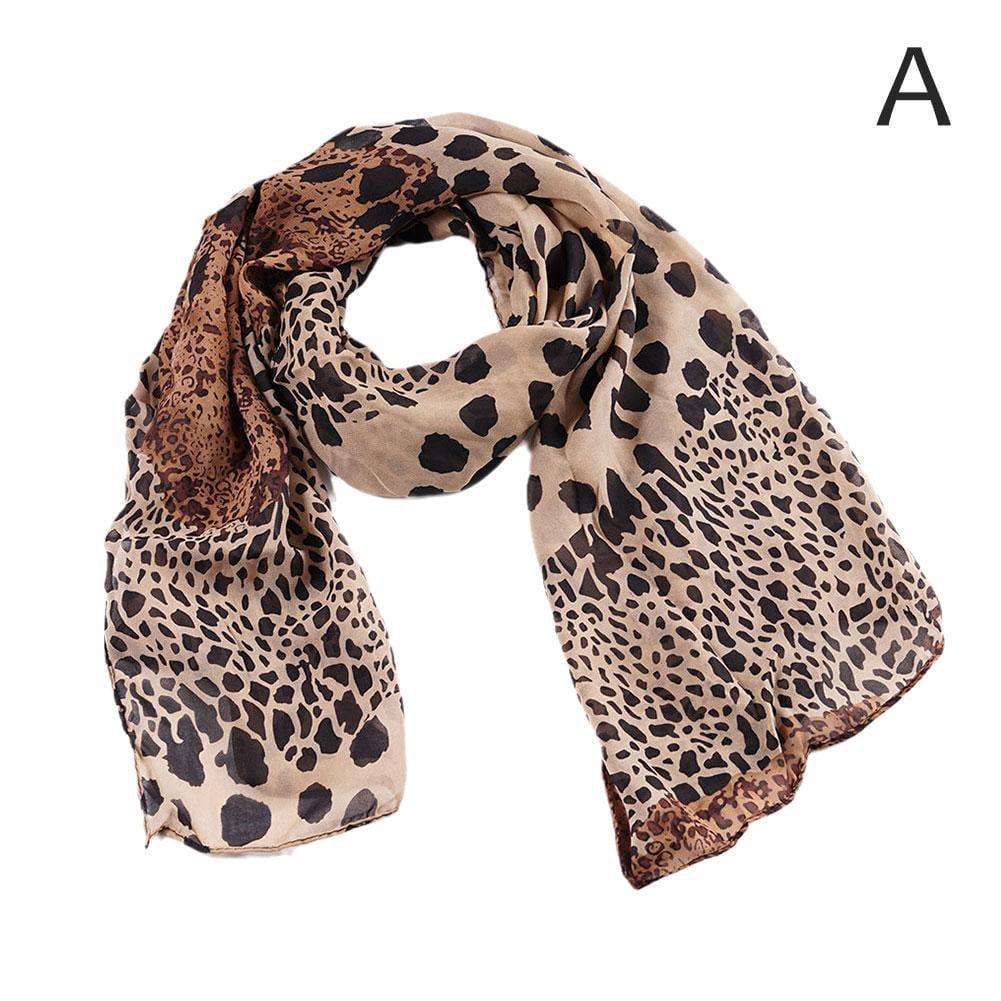 Women Large Grey Coffee Leopard Animal Print Lightweight Soft Everyday Scarf P8W1 - Walmart.com