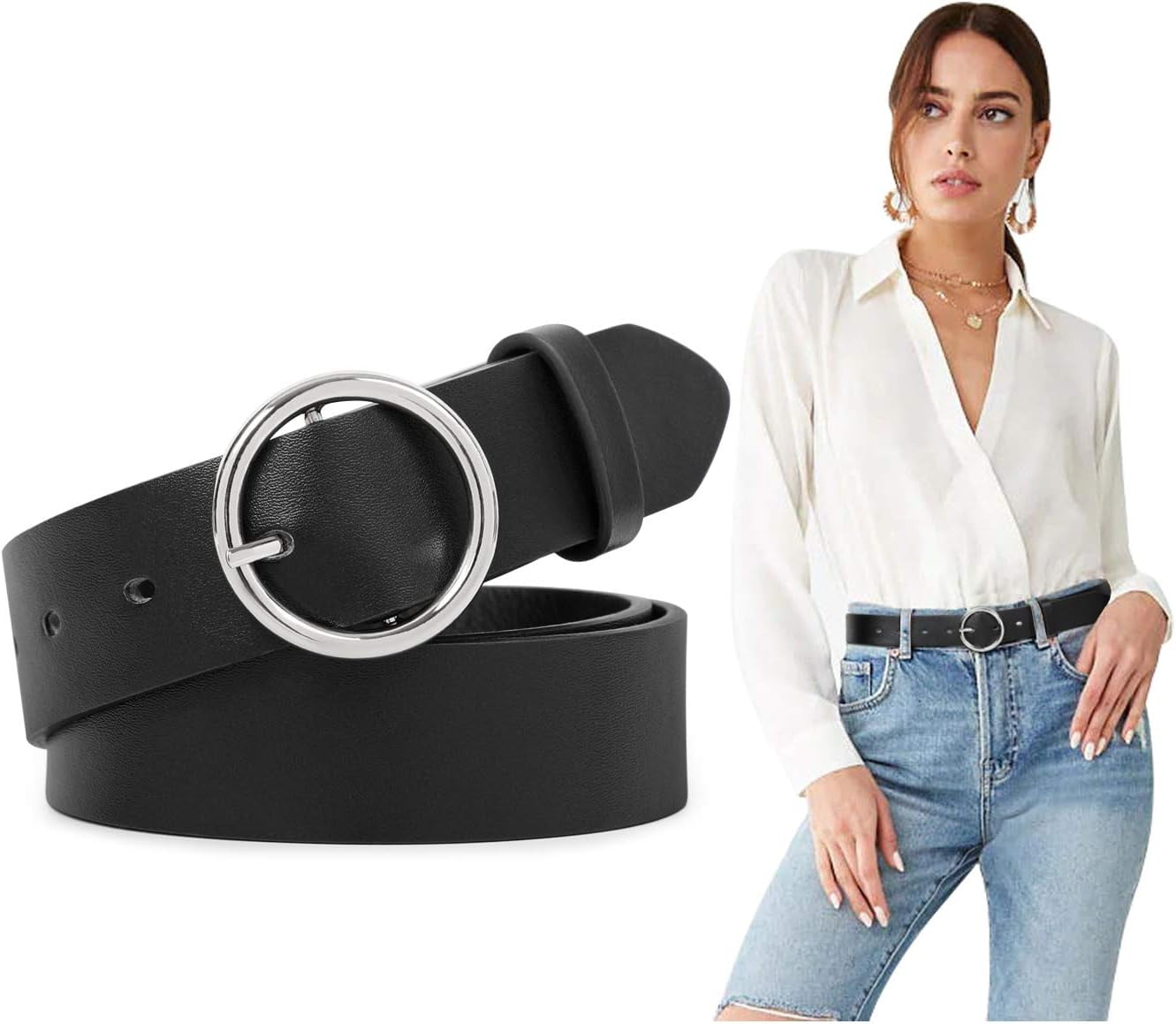 Leather Women's Waist Belt Wide Belts JASGOOD Women Wide Leather Belt ...