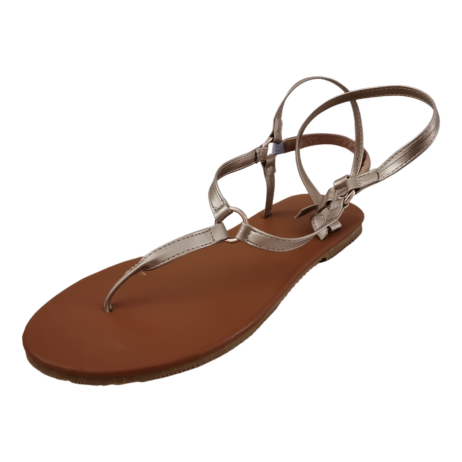 Women Leather Sandals Women's Fashion Sole Low Heel Buckle Lightweight ...