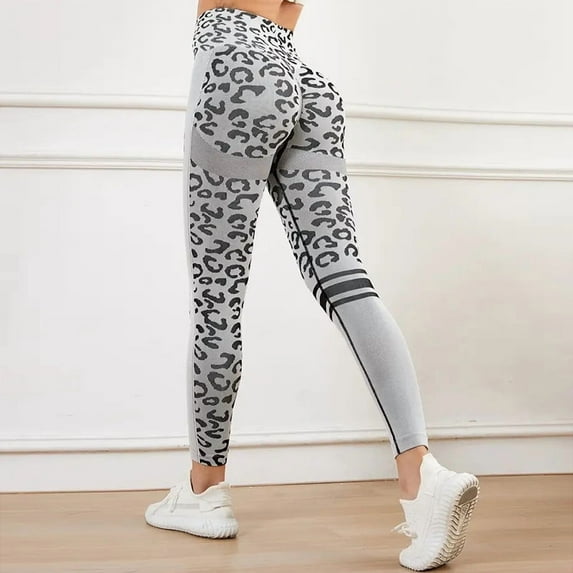 Women Leopard Seamless Yoga Pants High Waist Lifting Hip Honey Peach ...