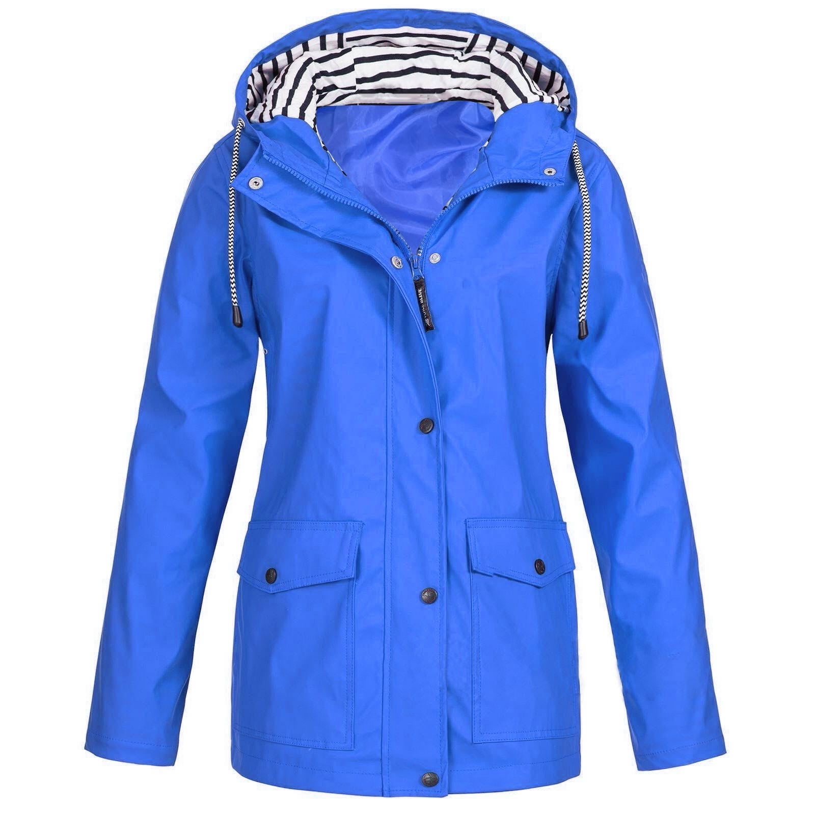 Women Light Rain Jacket Waterproof Active Outdoor Trench Raincoat with ...