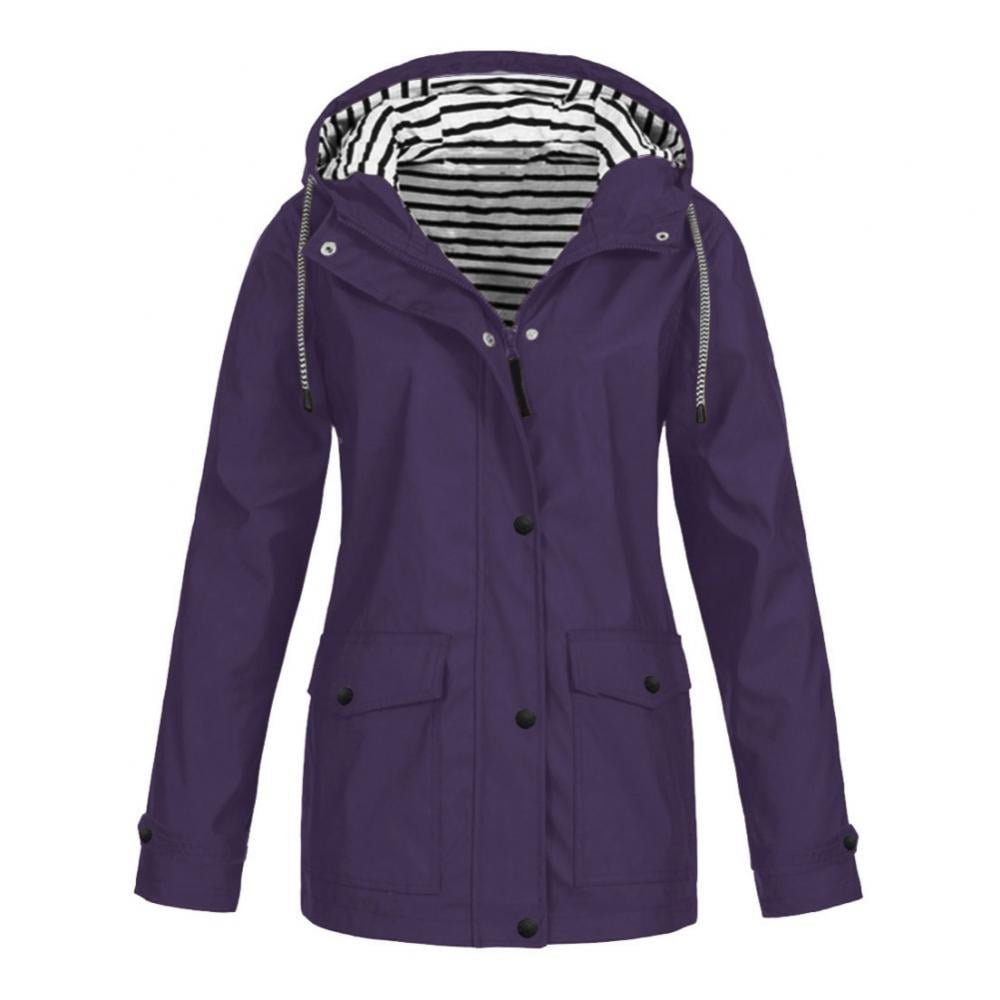Women Light Rain Jacket Waterproof Active Outdoor Trench Raincoat with ...