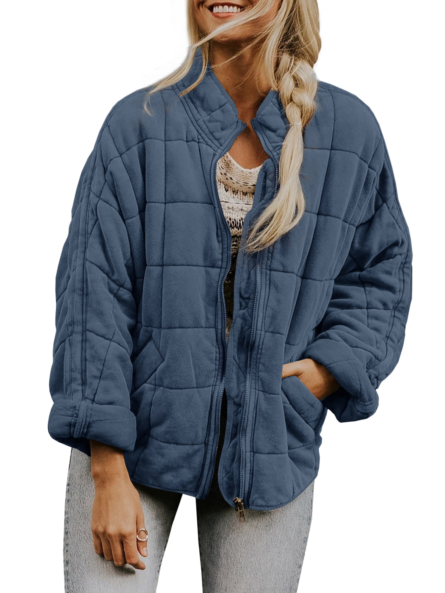 Nokiwiqis Women Stand Collar Long Sleeve Solid Color Full Nokiwiqis Women Stand Collar Long Sleeve Solid Color Full