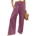 Women Linen Palazzo Pants Summer Boho Wide Leg High Waist Casual Lounge