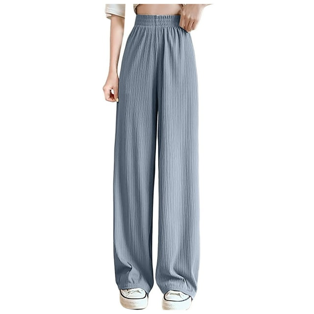 Women Linen Palazzo Pants Summer Boho Wide Leg High Waist Casual Pant