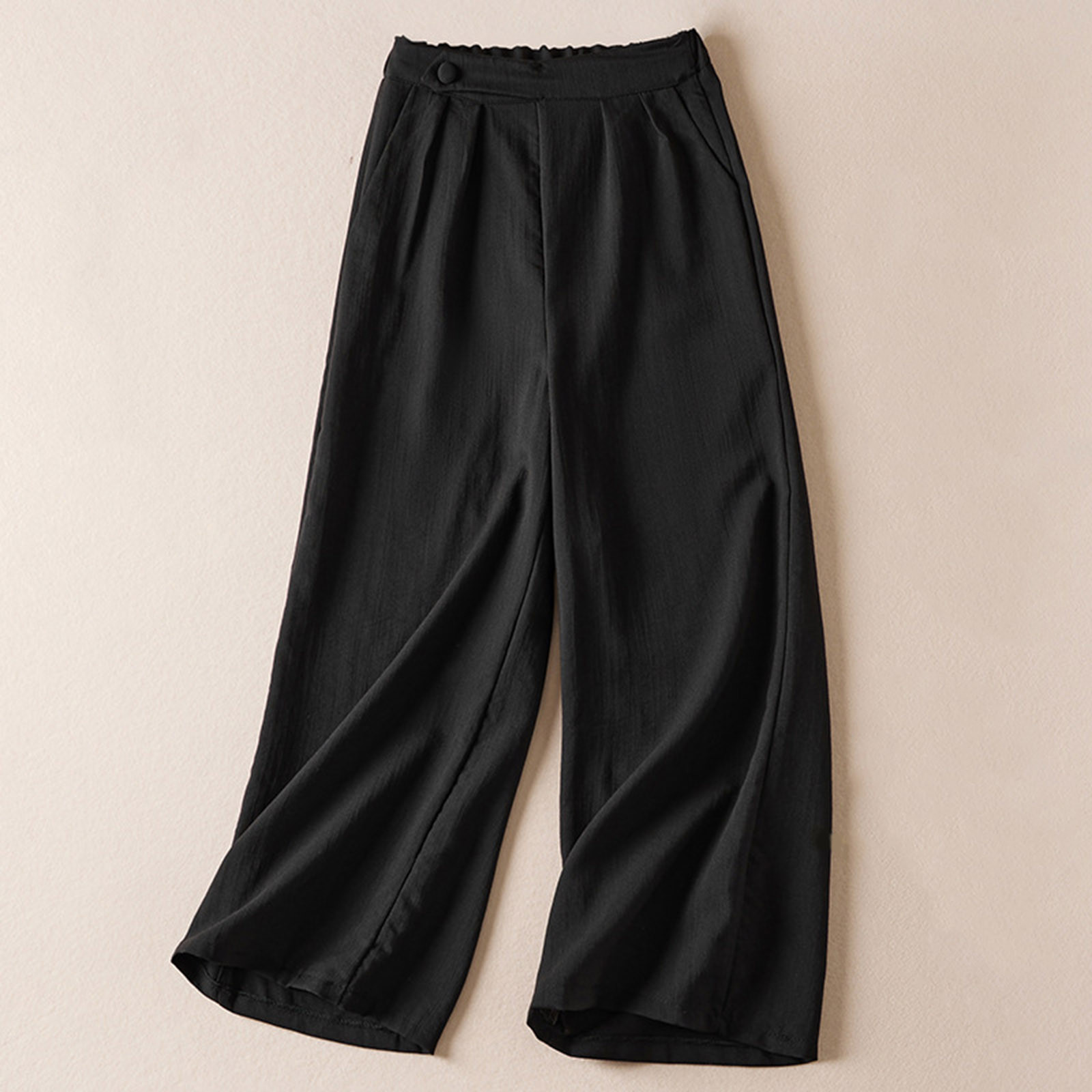 Women Linen Pants Plus Size Summer Woose Fitting High Waisted Cotton ...