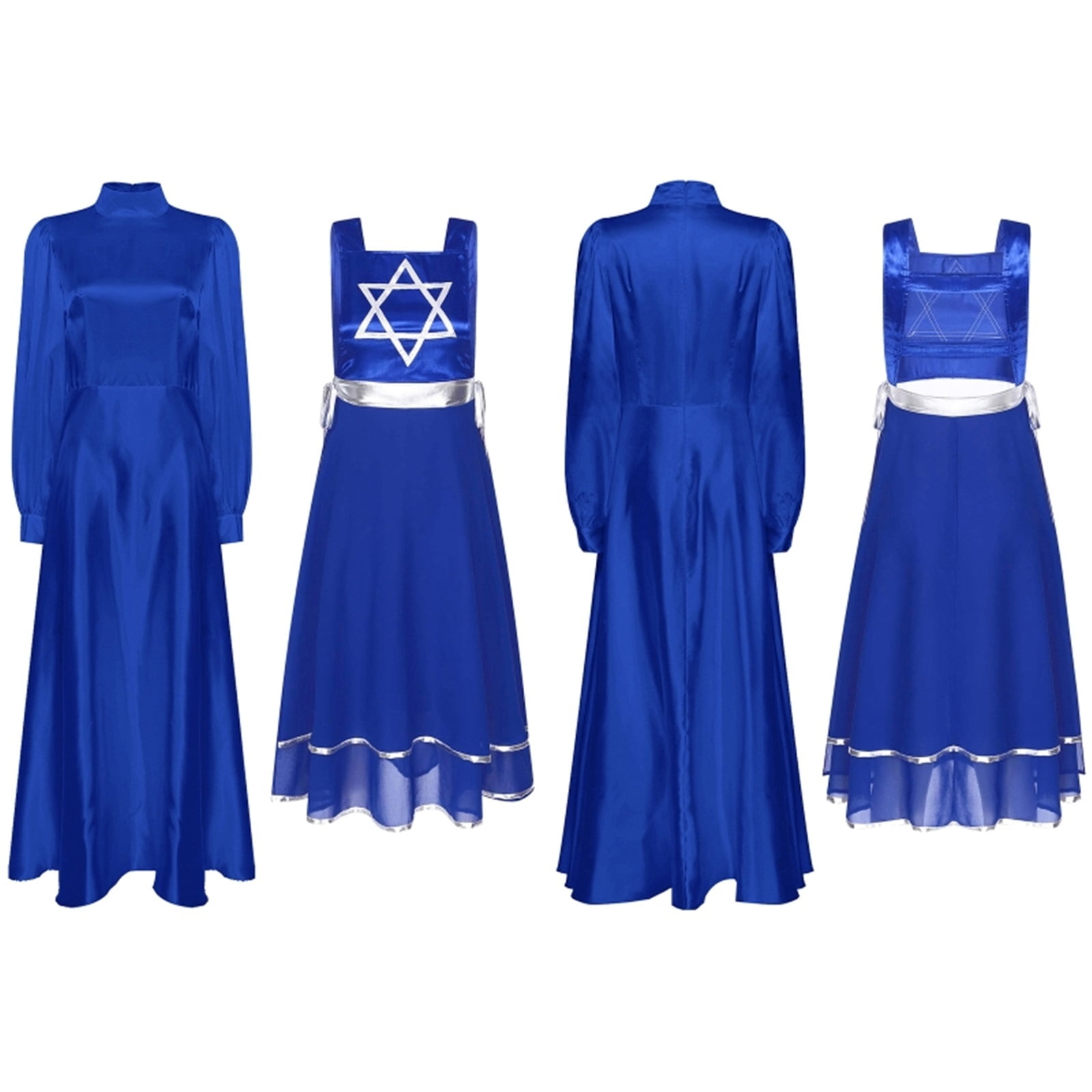 Women Liturgical Praise Dance Costume Dress With Metallic Tunic Sets ...