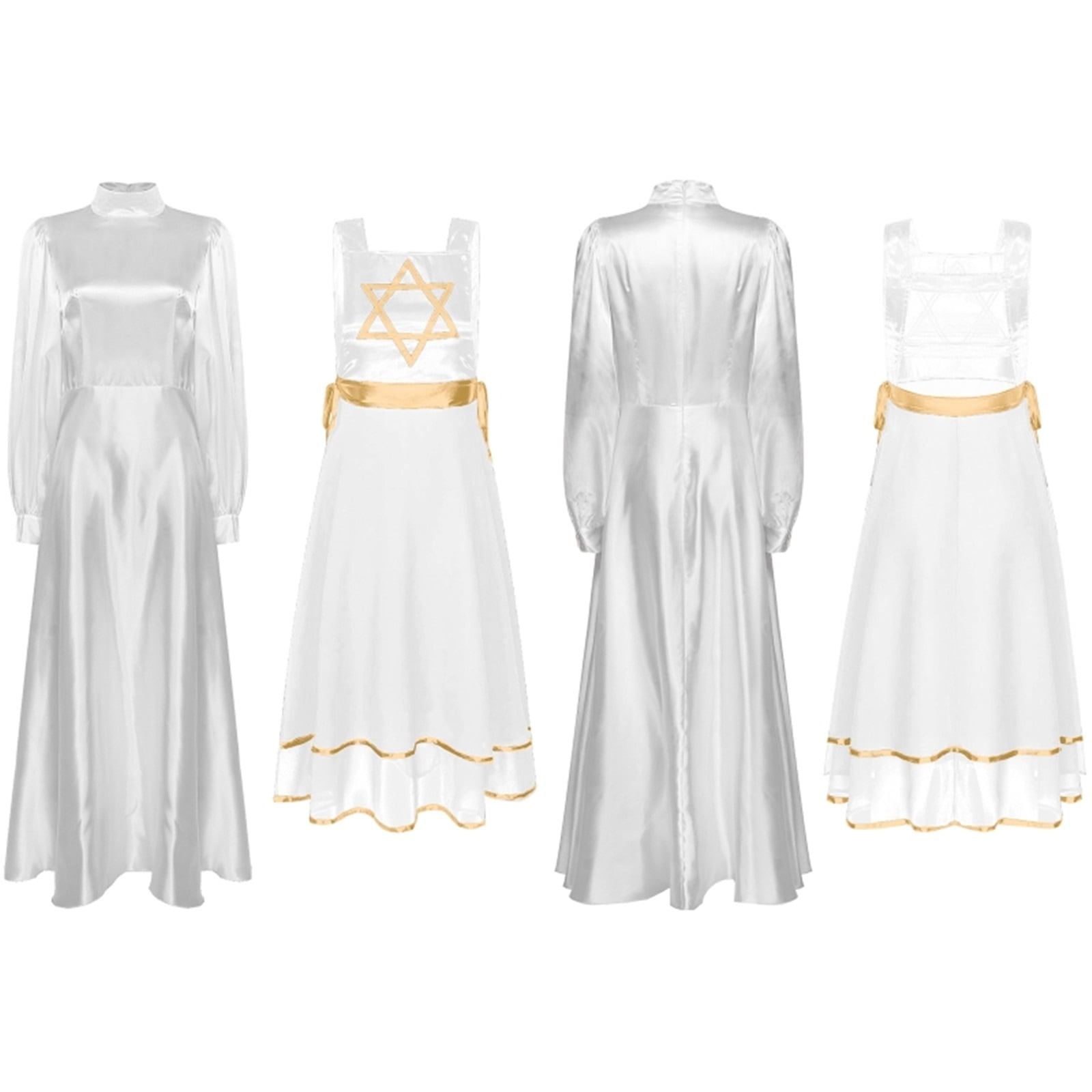 Women Liturgical Praise Dance Costume Dress With Metallic Tunic Sets For Worship Ceremony Choir ...