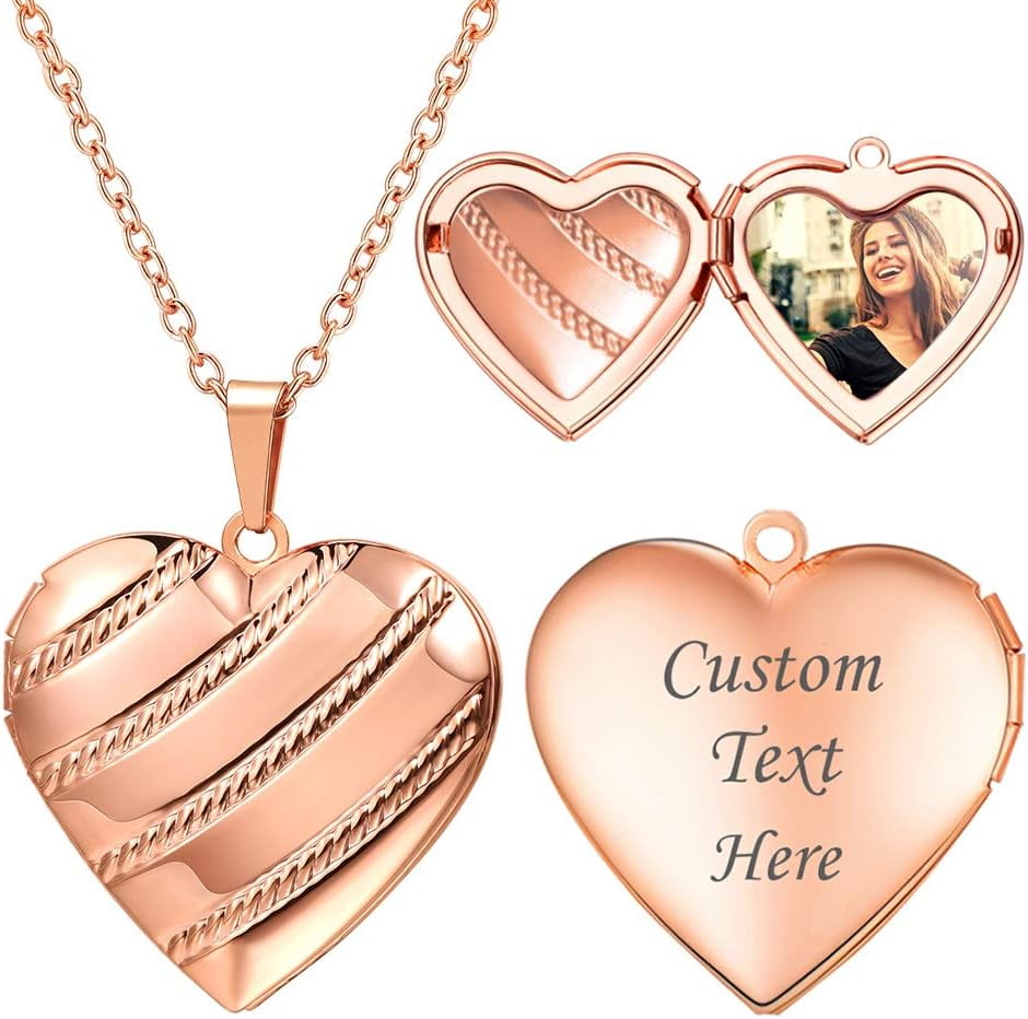 Women Locket Necklace Platinum 18K Gold Photo Lockets That Hold Picture ...