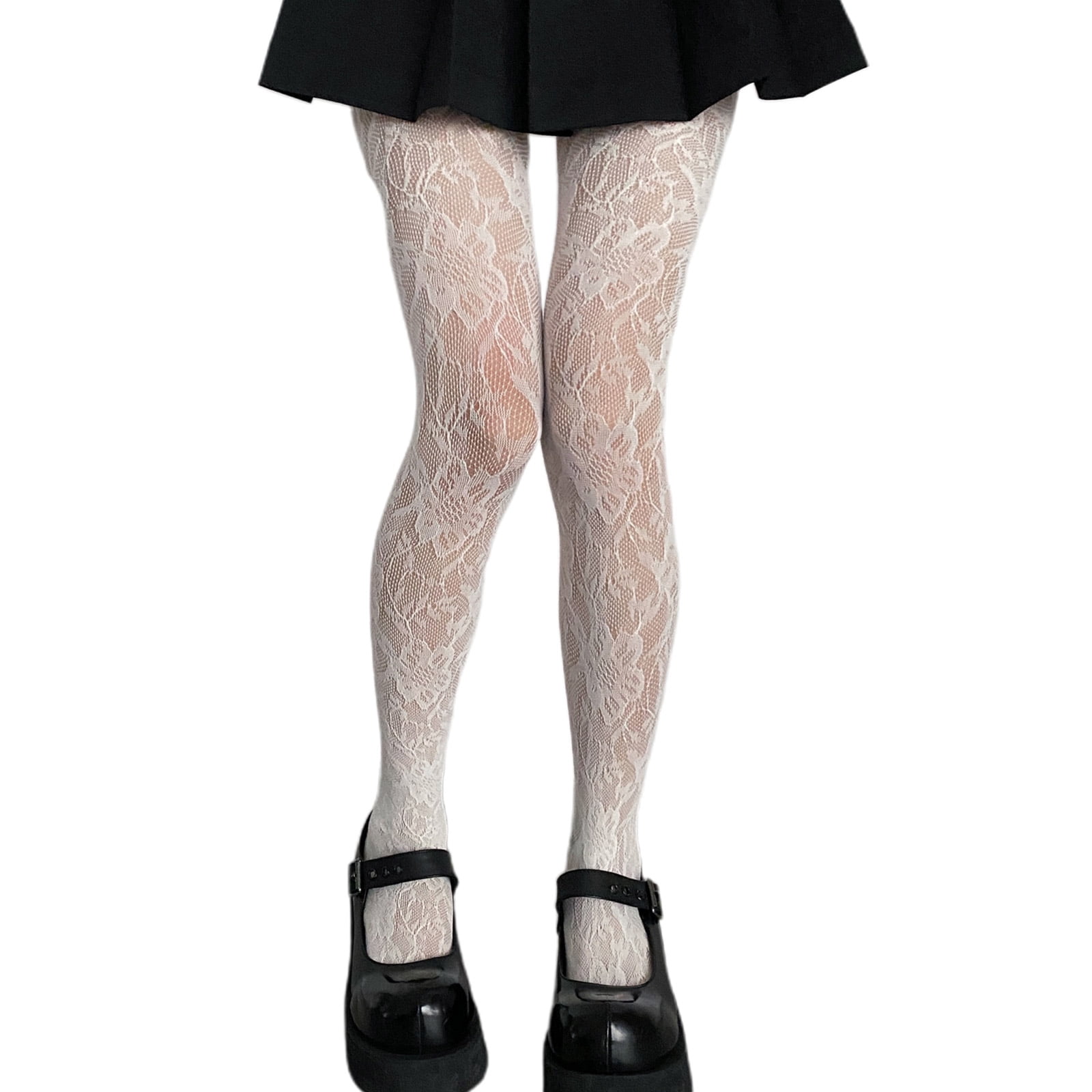 Women Lolita Fishnet Pantyhose Gothic Multicolor Floral Patterned Mesh ...