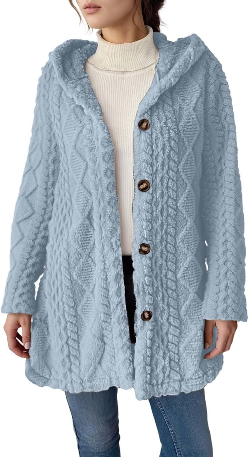 Women Long Cardigan Heavyweight Knit Button Sweaters Long Sleeve Fall ...