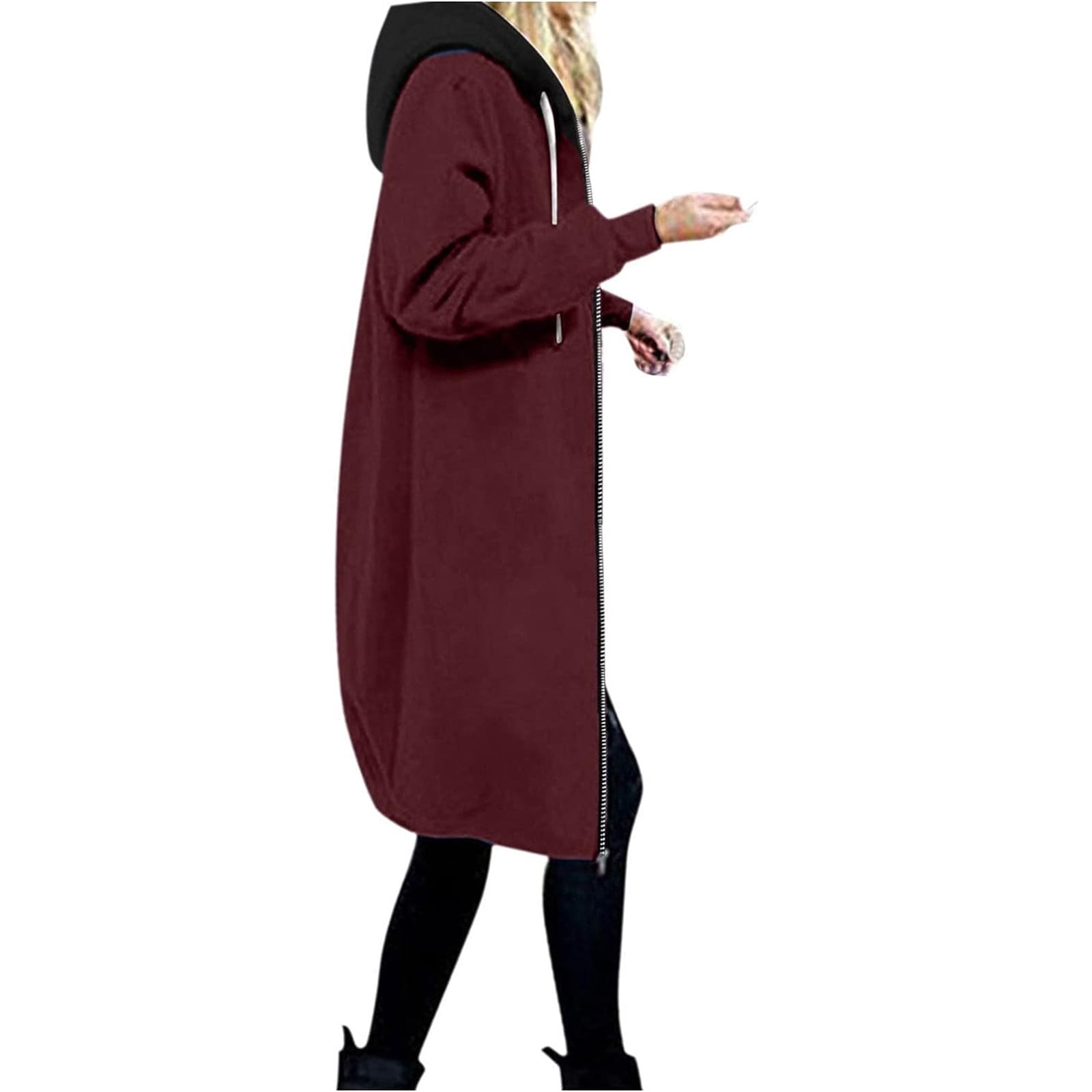 Women Long Hoodie Jacket,Zip Up Hoodies for Women Long Length Hooded ...