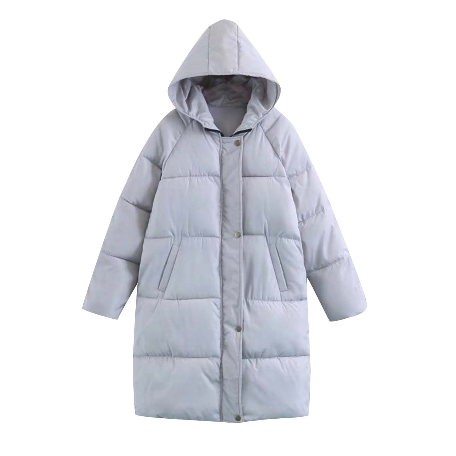 Women Long Quilted Coat Hooded Maxi Length Long Sleeve Puffer Jacket ...