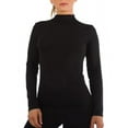Women Long Sleeve Mock Neck Shirt Seamless Stretch Turtleneck Top Slim