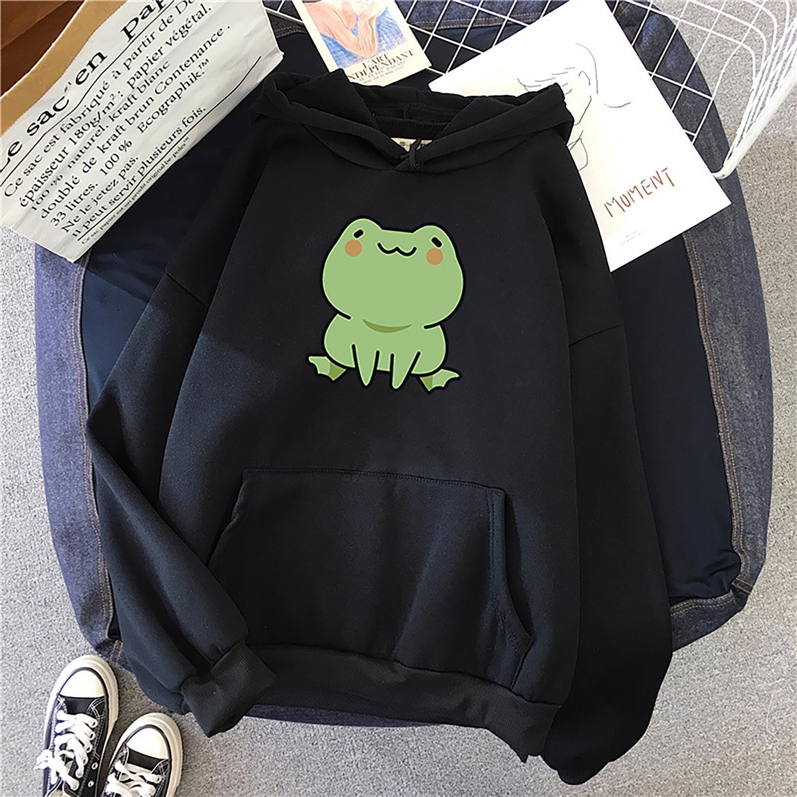 Women Lovely Hoodies, Women's Teen Girls Cute Frog Frog Hoodie ...