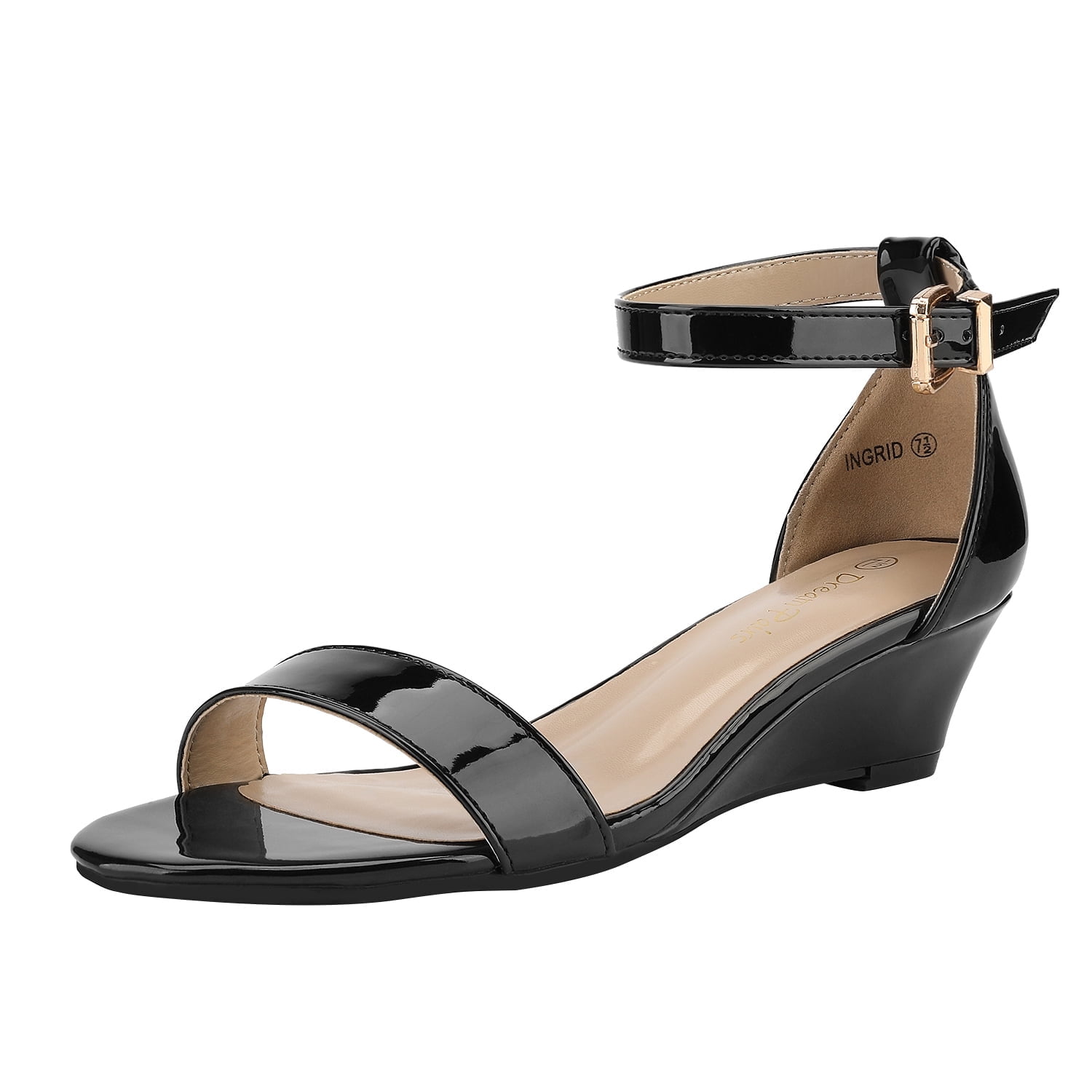 Women Low Wedge Heel Sandals Open Toe Ankle Strap Buckle Lady Work ...